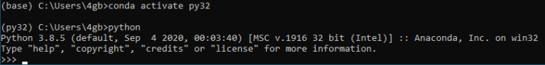 Creating a 32-bit Python Environment with Anaconda - 4096MB